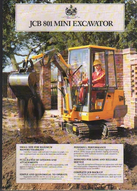 JCB &801& MINI Tracked Excavator Brochure Leaflet £6.00 - PicClick UK