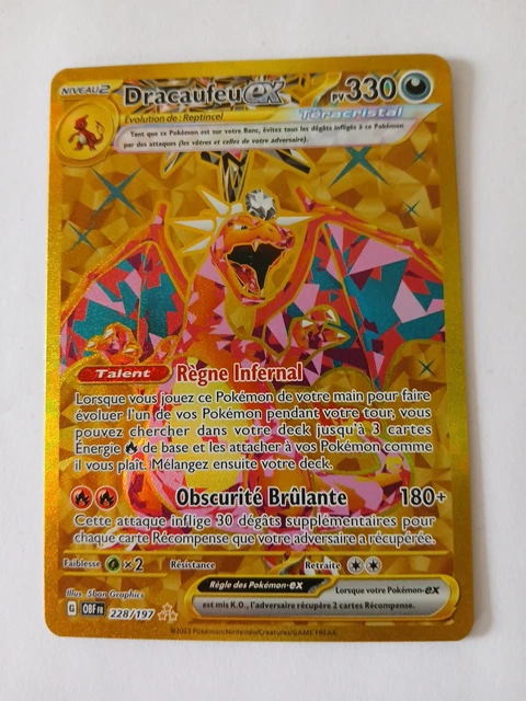 CARTE POKÉMON DRACAUFEU ex 228/197 OBF Flammes Obsidiennes Gold Rare FR ...