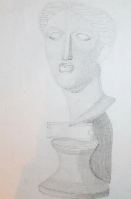 STILL LIFE WITH Venus head sculpture pencil drawing signed $99.14 ...