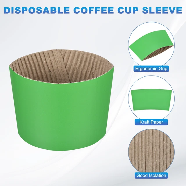 100PCS DISPOSABLE COFFEE Cup Sleeves, Cardboard Cup Sleeves Green $46. ...