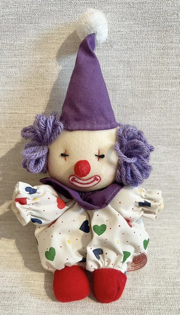 BOBO CLOWN SOFT Toy Russ Berrie Vintage Nylon Face Wool Yarn Purple ...