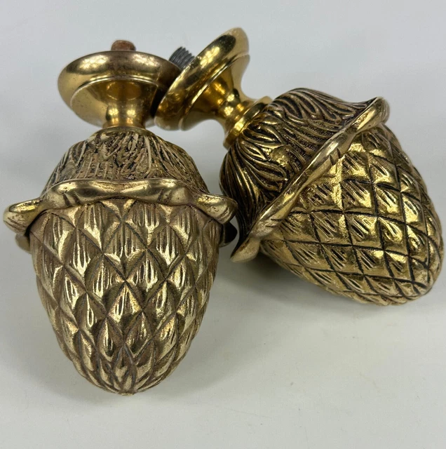 VINTAGE FRENCH PAIR Of Traditional Heavy Brass Acorn Finials £26.00 ...
