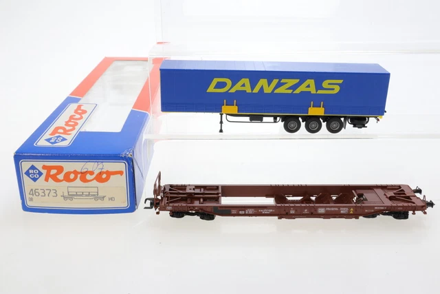 H0 ROCO 46373 DB Taschenwagen mit Anlieger Danzas DC boxcar OVP M144 ...