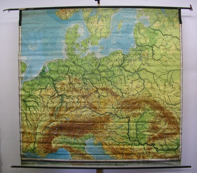 SCHOOL WALL MAP Beautiful Old Europakarte Germany 1949 213x207cm ...