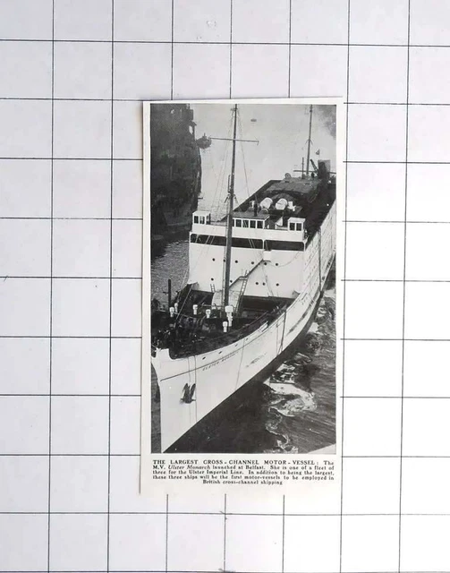 1929 THE LARGEST Cross Channel Motor Vessel The MV Ulster Monarch £6.00 ...