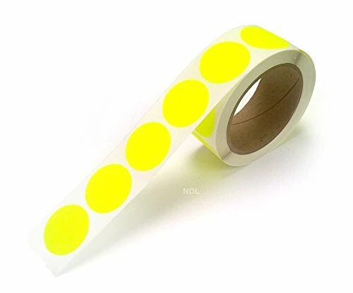 COLOR CODING STICKERS, 500 Labels per Roll, Yellow Fluorescent, 1.5 ...