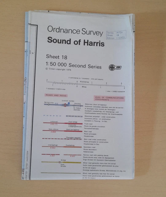 SOUND OF HARRIS OS Map MOD 1976 Series M726 Edition 1-GSGS Sheet 18 £11 ...