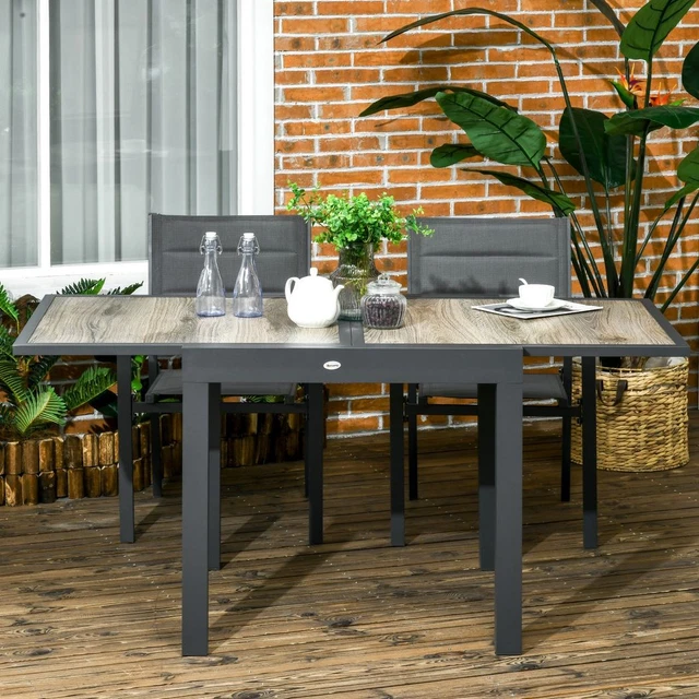 OUTSUNNY EXTENDABLE OUTDOOR Dining Table, Aluminium Rectangular Patio ...