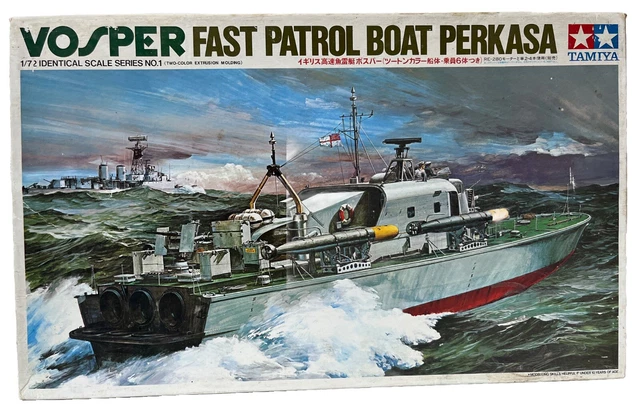 VINTAGE TAMIYA 1:72 7201 Vosper Fast Patrol Motorised Boat Perkasa ...