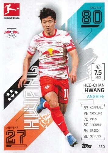230 RB LEIPZIG - Hwang Hee-Chan - Korea Card Topps Bundesliga 2022 EUR ...