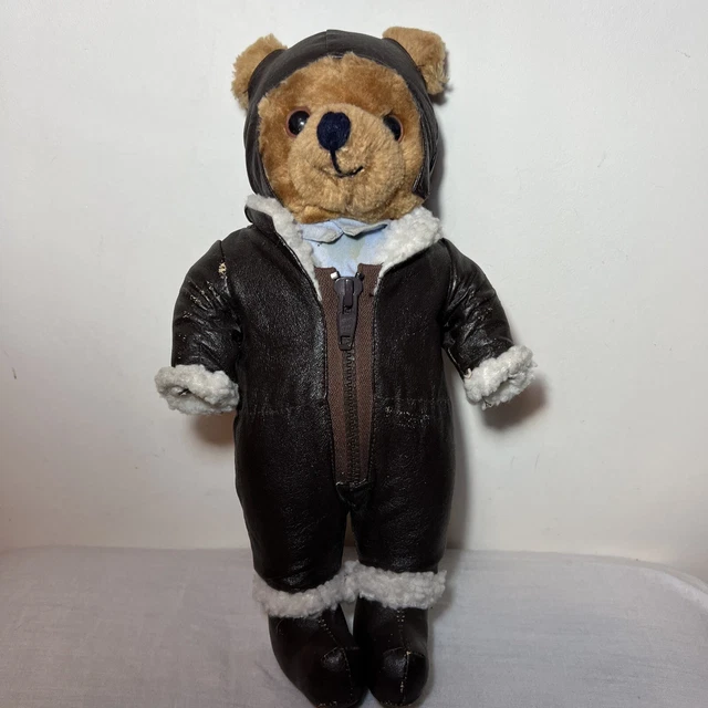 VINTAGE AVIATOR PILOT Teddy Bear Soft Plush Toy 12” £9.99 - PicClick UK