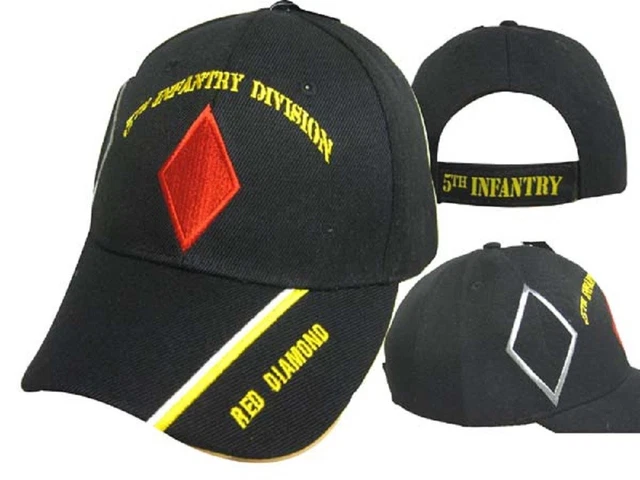 US ARMY 5TH Infantry Red Diamond Military Black Embroidered Cap CAP572 ...