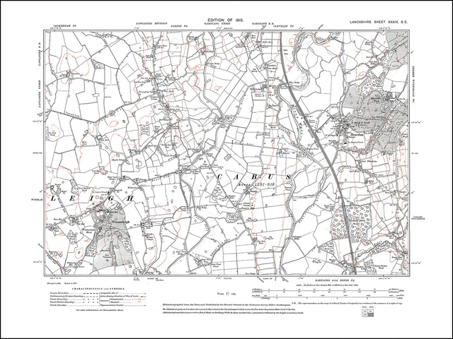 OLD MAP OF Scorton, Winmarleigh, Cabus, Lancashire in 1913: 39SE repro ...