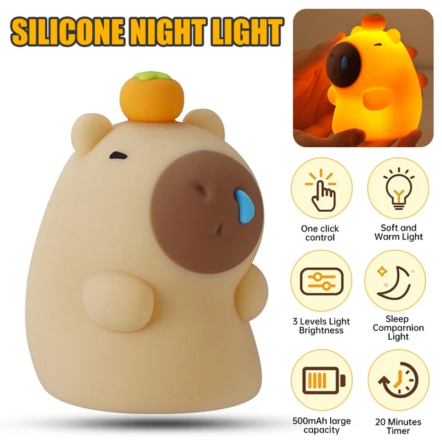 CUTE CAPYBARA NIGHT Light Dimmable Silicone Bedside Squishy Home ...