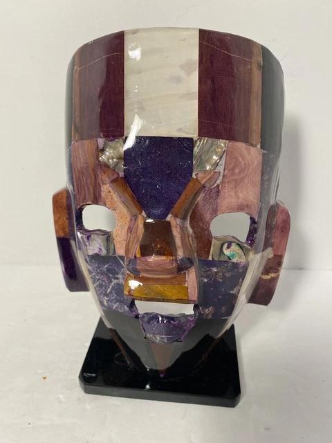 VINTAGE ABALONE, STONE, Shell Face Burial Death Mask, Mexico Mayan ...
