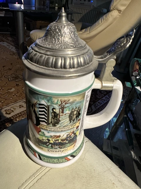 RESERVISTEN KRUG BIER Krug Seidel BMF Zinndeckel Infanterie Garnison ...