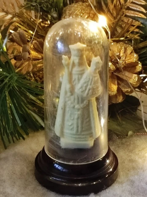 STATUETTE SAINTE VIERGE Marie Et Enfant Jesus Sous Globe En Plastique ...