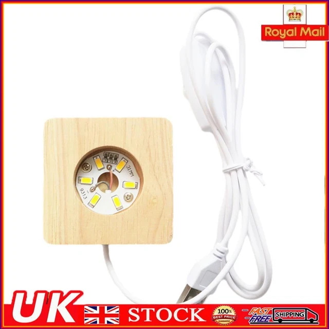 8CM LED DISPLAY Stand Square Glass Lighted Base for Resin Acrylic (Warm ...