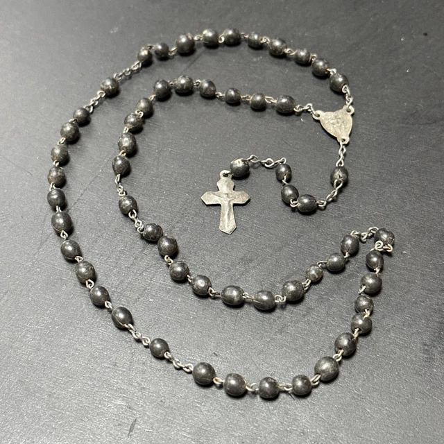 RARE CHAPELET ANCIEN En Acier Et Boule croix reliquaire XIXeme CH37 £10 ...