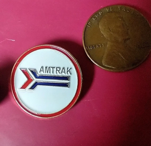 ROUND AMTRAK RAILWAY railroad rail road train Hat Pin Tie Tack Lapel £ ...