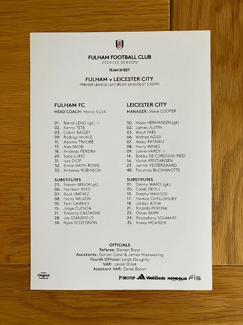 Nottingham Forest Team Sheet FOR SALE! - PicClick AU