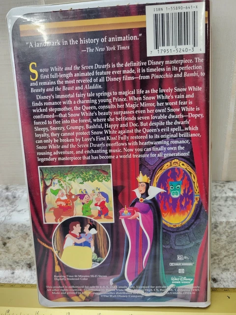 SNOW WHITE AND the Seven Dwarfs VHS 1994 Animated Classic Walt Disney £ ...