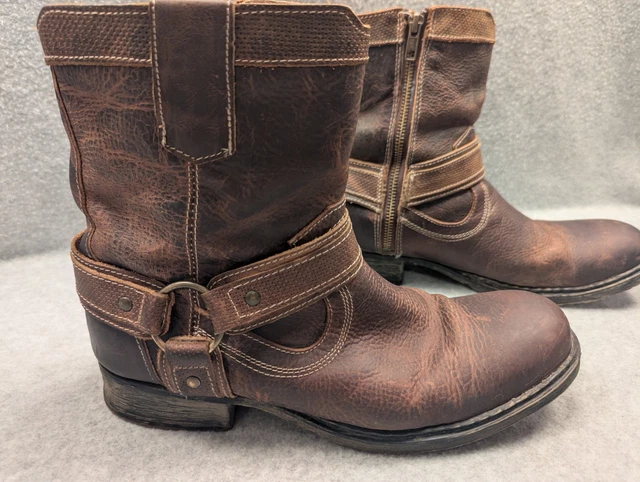 ROAN COLTON II Mid Combat Boot Men's Leather Brown Side Zipper Metal ...