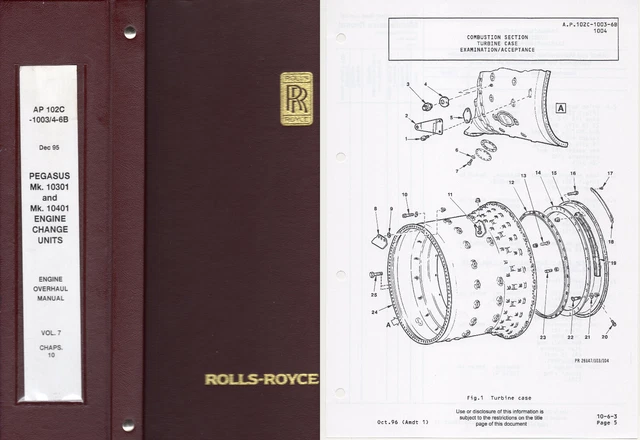 PEGASUS ROLLS ROYCE Engine Overhaul Service Manual Harrier Jump Jet ...