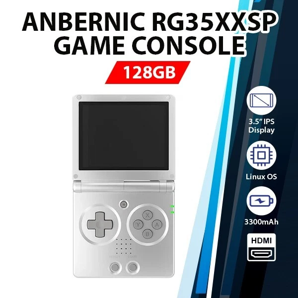ANBERNIC RG35XXSP 128GB Handheld Linux Android Quad Core Gaming Console - SILVER $150.87 ...