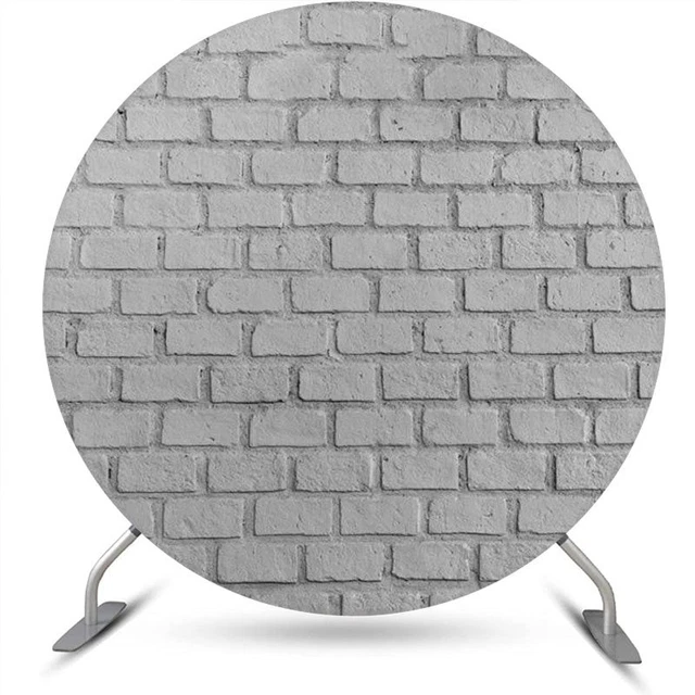 ROUND RETRO GREY Brick Wall Birthday Party Backdrop $37.94 - PicClick AU