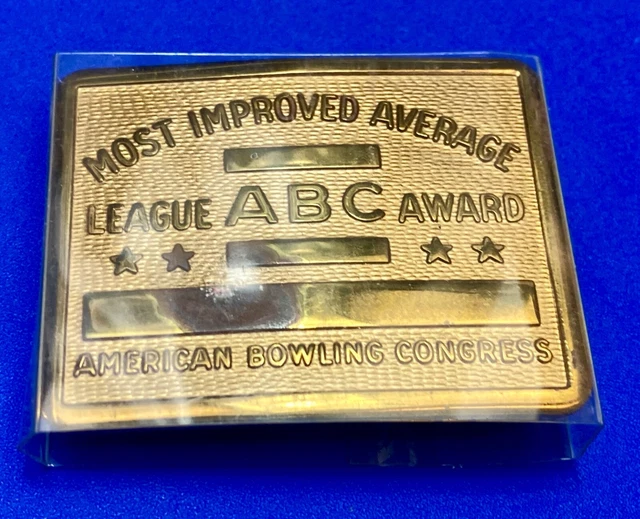 NOS ABC BOWLING Bowler's Most improved average award belt buckle NOT ...