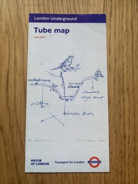 LONDON UNDERGROUND TUBE map: June 2022 edition, Tracey Emin artwork £1. ...