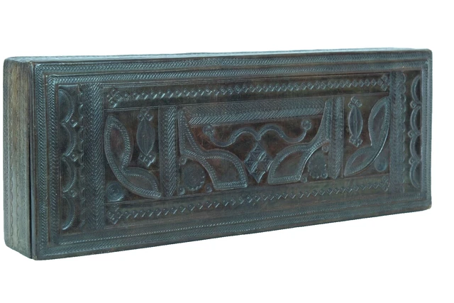 ANTIQUE WOODEN LEATHER Sheathed Box North Africa Glove Box Jewelry $159 ...