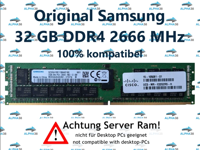 32 GB RDIMM ECC Regular DDR4-2666 HPE Simplivity 325 380 Gen10 G10 ...