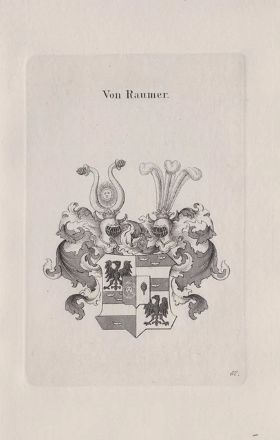 1830 RAUMER ARMOIRIES Coat De Arms Héraldique Heraldry Gravure sur ...