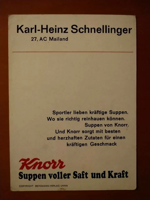 KARL-HEINZ SCHNELLINGER, FIRMA ripro, immagine da collezione Knorr ...