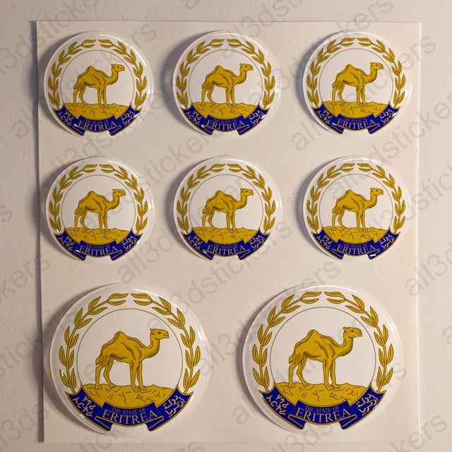 AUFKLEBER ERITREA WAPPEN 3D Gedomt 3D Flagge Fahne Kfz-Aufkleber Rund ...