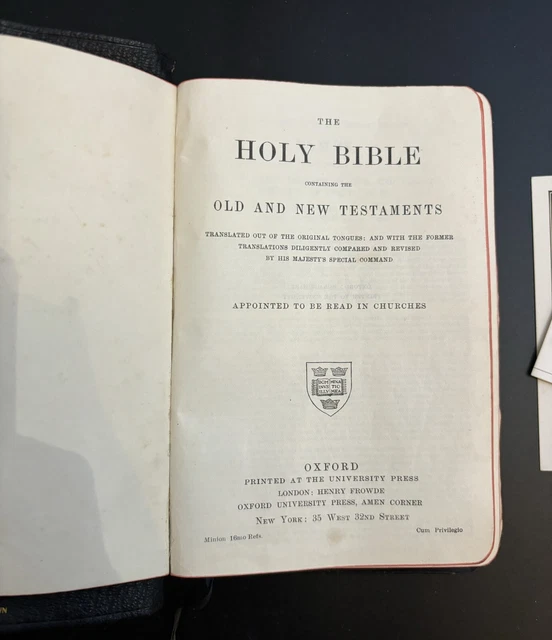 C1912 HOLY BIBLE - Oxford University Press London: Henry Frowde, Horace ...