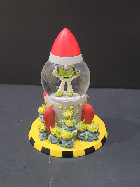 DISNEY STORE SNOW Globe Toy Story Buzz Lightyear Alien Rocket Ship RARE ...