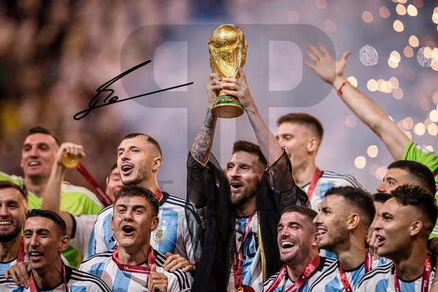 LIONEL MESSI SIGNED ARGENTINA WORLD CUP Printed Photo Autograph ...