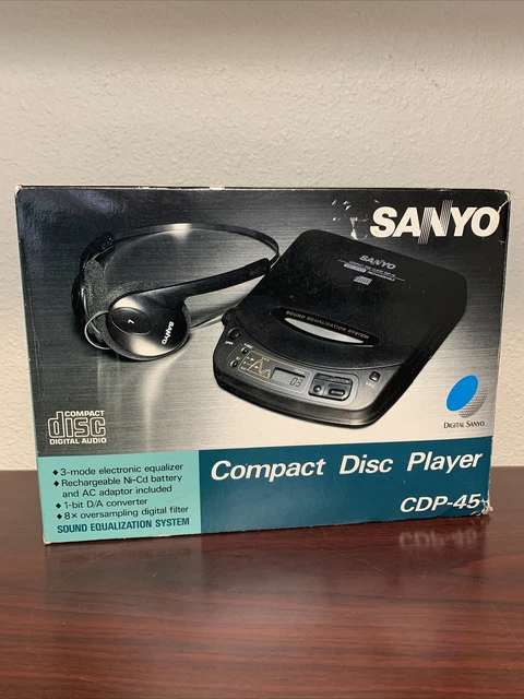 SANYO PORTABLE COMPACT Disc CD Player CDP-45 With Headphones - Vintage ...