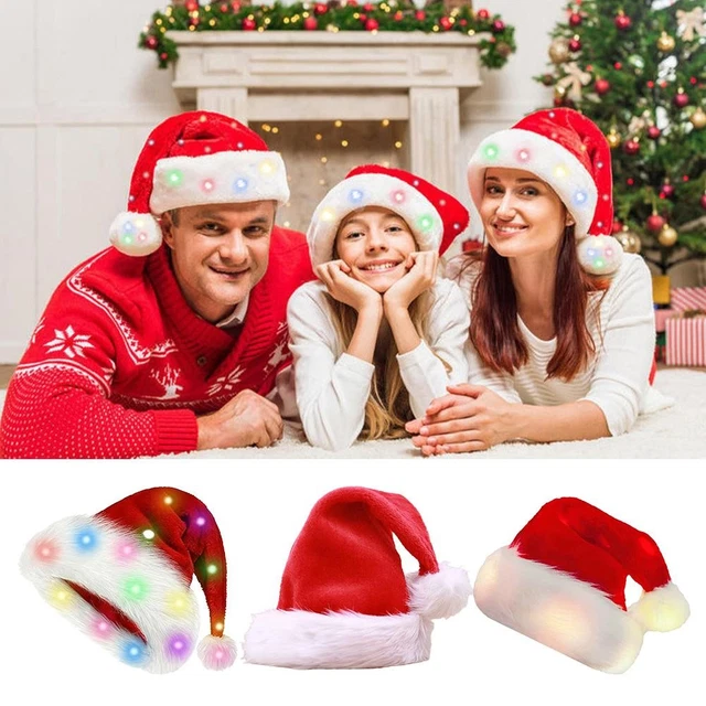 LED SANTA HAT Light Up Christmas Hat Glow Lighted Santa Cap F3P2 $22.76 ...