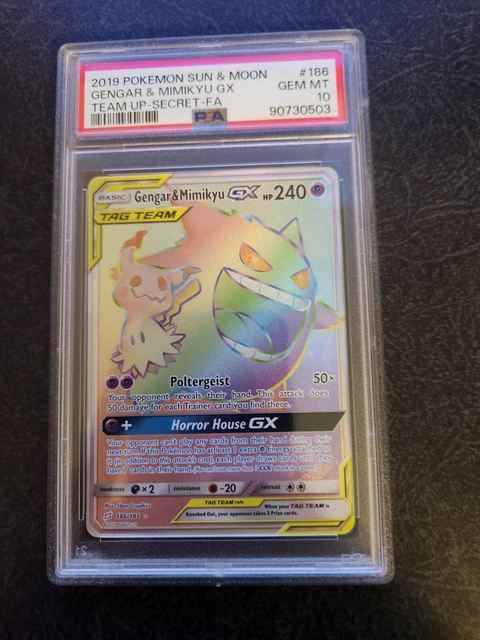 POKEMON S&M TEAM Up Gengar & Mimikyu GX Tag Team SECRET RARE 186/181 - PSA 10 EUR 247,16 ...