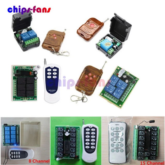 DC 12V 1/2/4//6/8/12/15 Channel Wireless RF Remote Control Transmitter ...