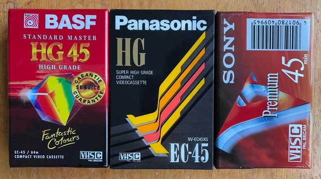 3X 45 MINUTE VHS-C Compact VHS Tapes - Mixed Brands, New, Sealed. £11. ...
