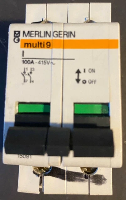 MERLIN GERIN 15091 Multi9 100A Double Pole Main Switch Isolator £7.99 ...