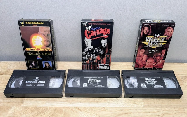 LOT OF 3 WWF VHS In Your House Ground Zero / Wrestle Mania / Capital ...