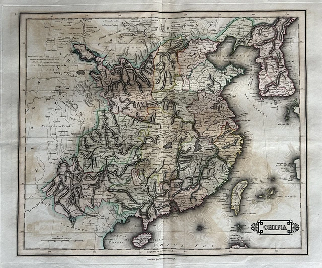 1831 CHINA BY Daniel Lizars Large Hand Coloured Antique Map EUR 50,10 ...