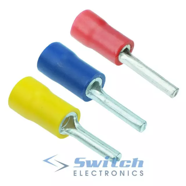 RED / BLUE / Yellow Pin Crimp Connector Insulated Electrical Terminal £ ...