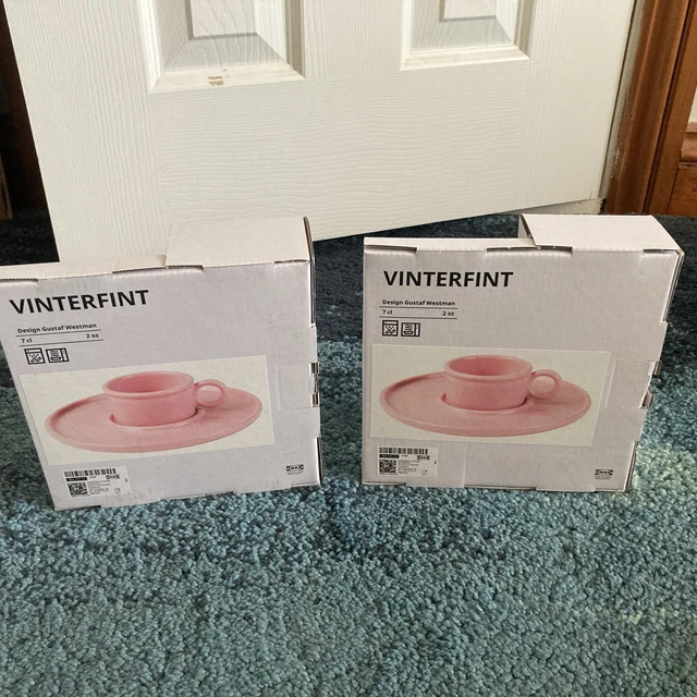 IKEA X GUSTAF Westman Vinterfint a set of 2 Pink Cups With Saucers ...
